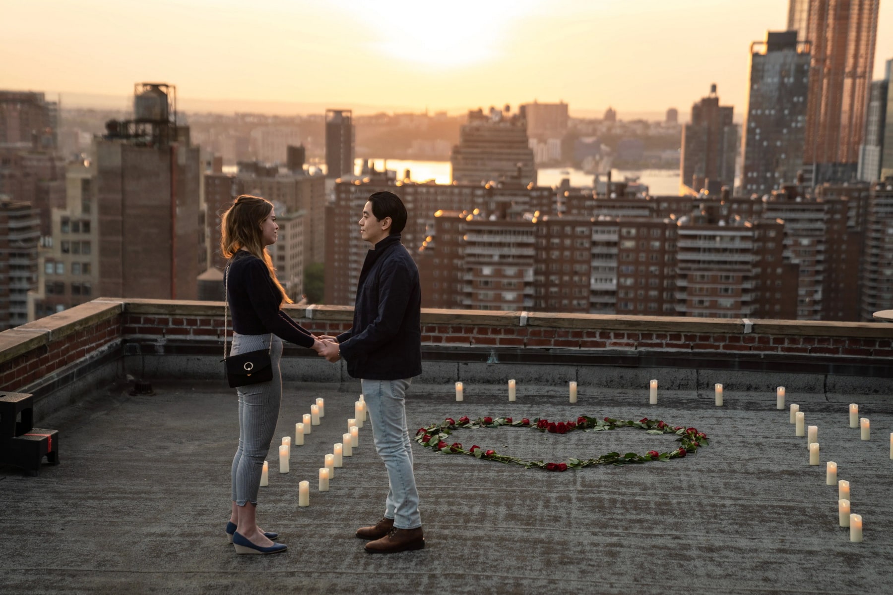 Sunset marriage proposal on a private rooftop in New York | Proposal ...
