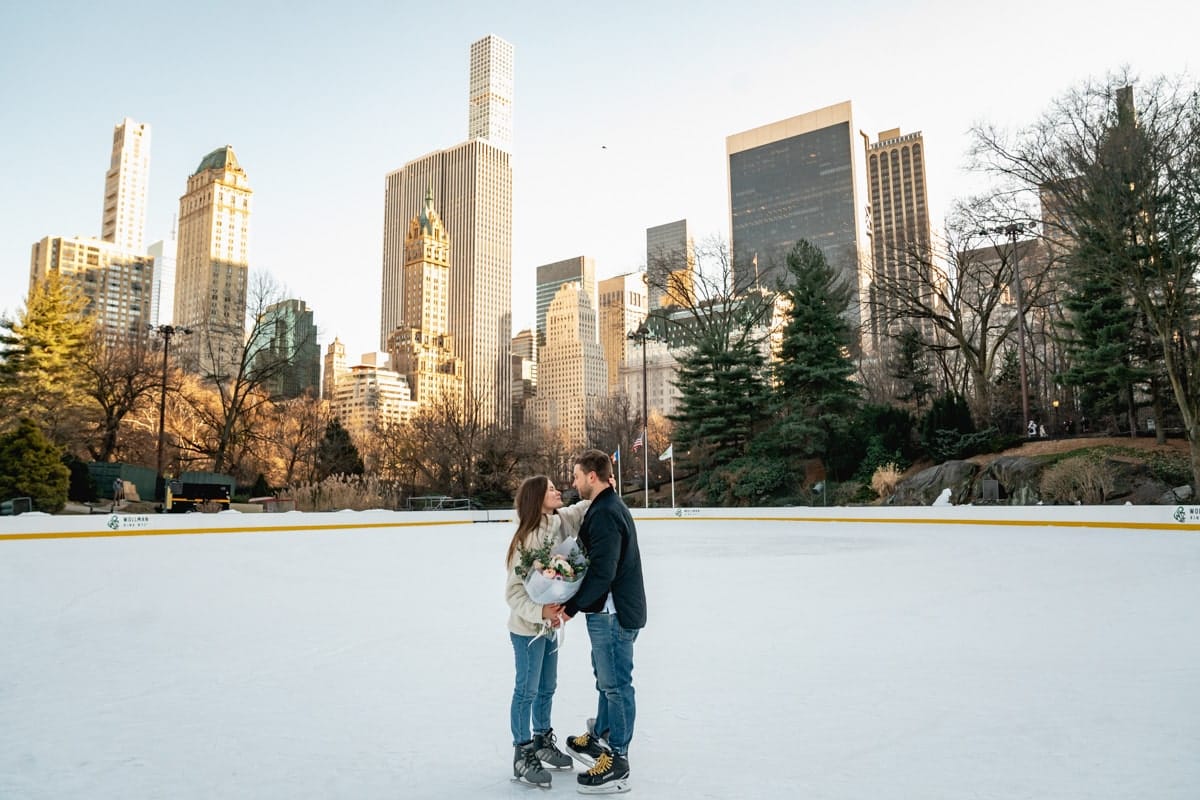 Central Park ice skating marriage proposal | Proposal Ideas and Planning